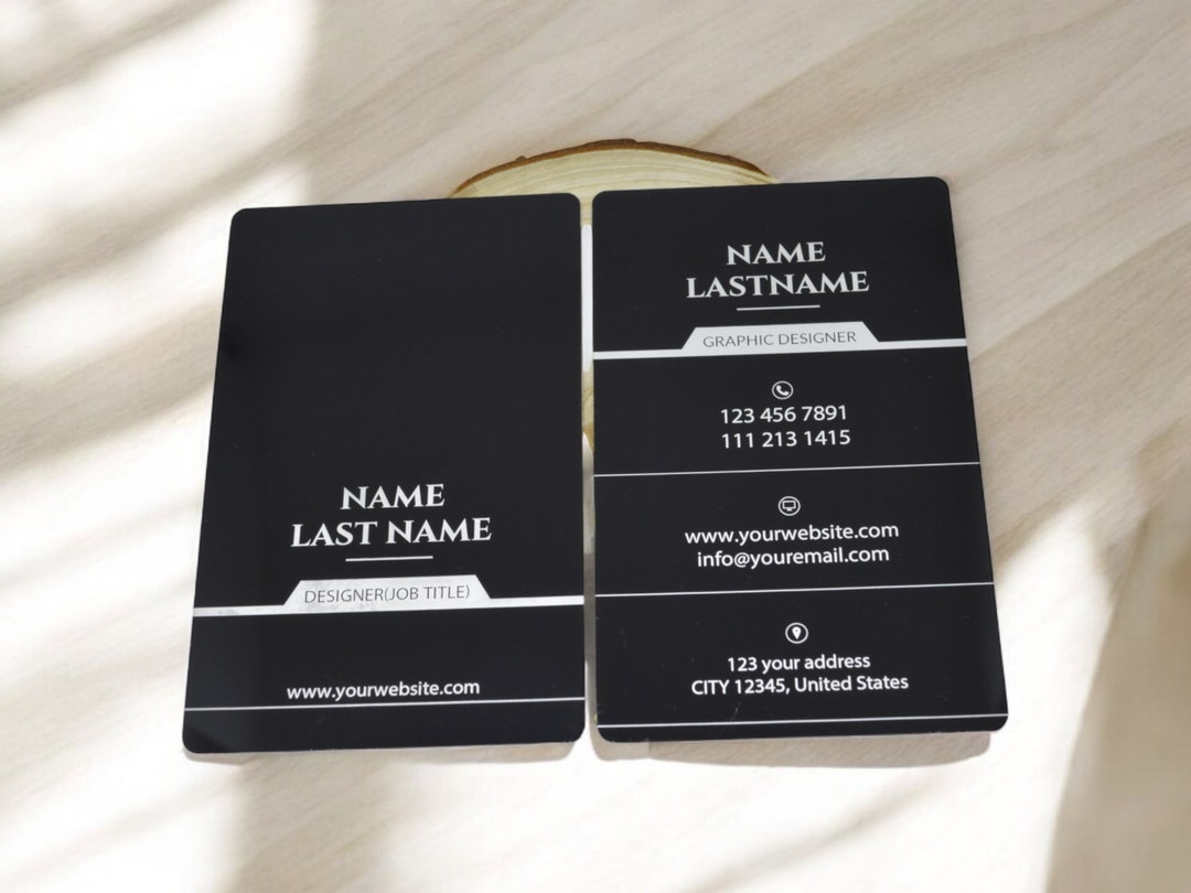 Custom Metal Business Cards, Personalized Laser Engraved Black Single ...