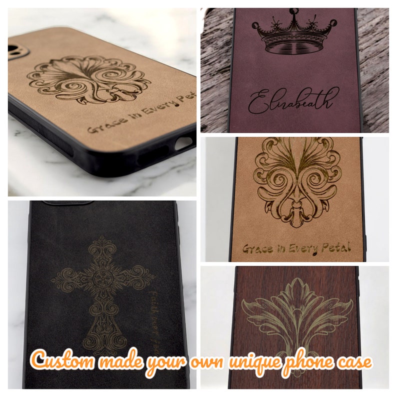 Personalized PU Faux Leather Phone Case - Custom Artwork & Font Choices ...