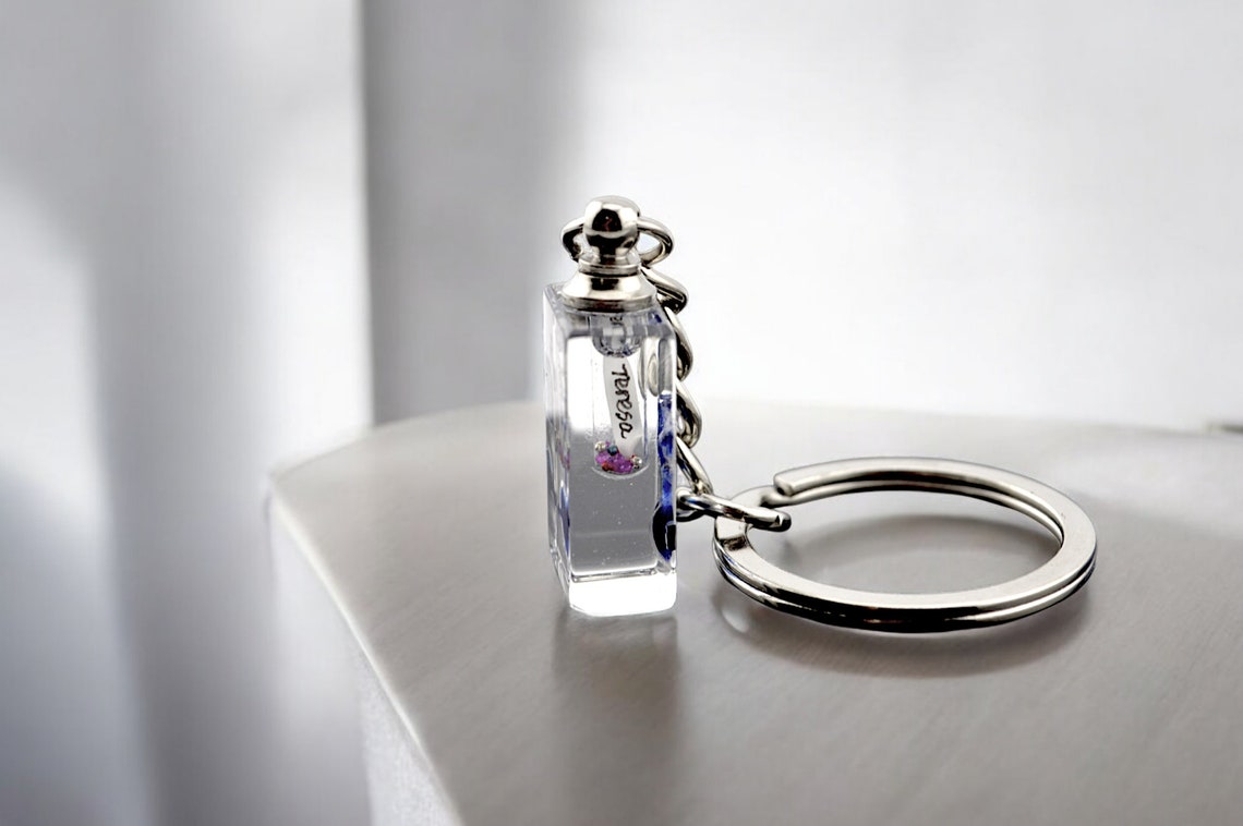 Custom Name on Rice Glass Vial Keychain or Phone Strap | Personalized Name on Grain Key Chain ...