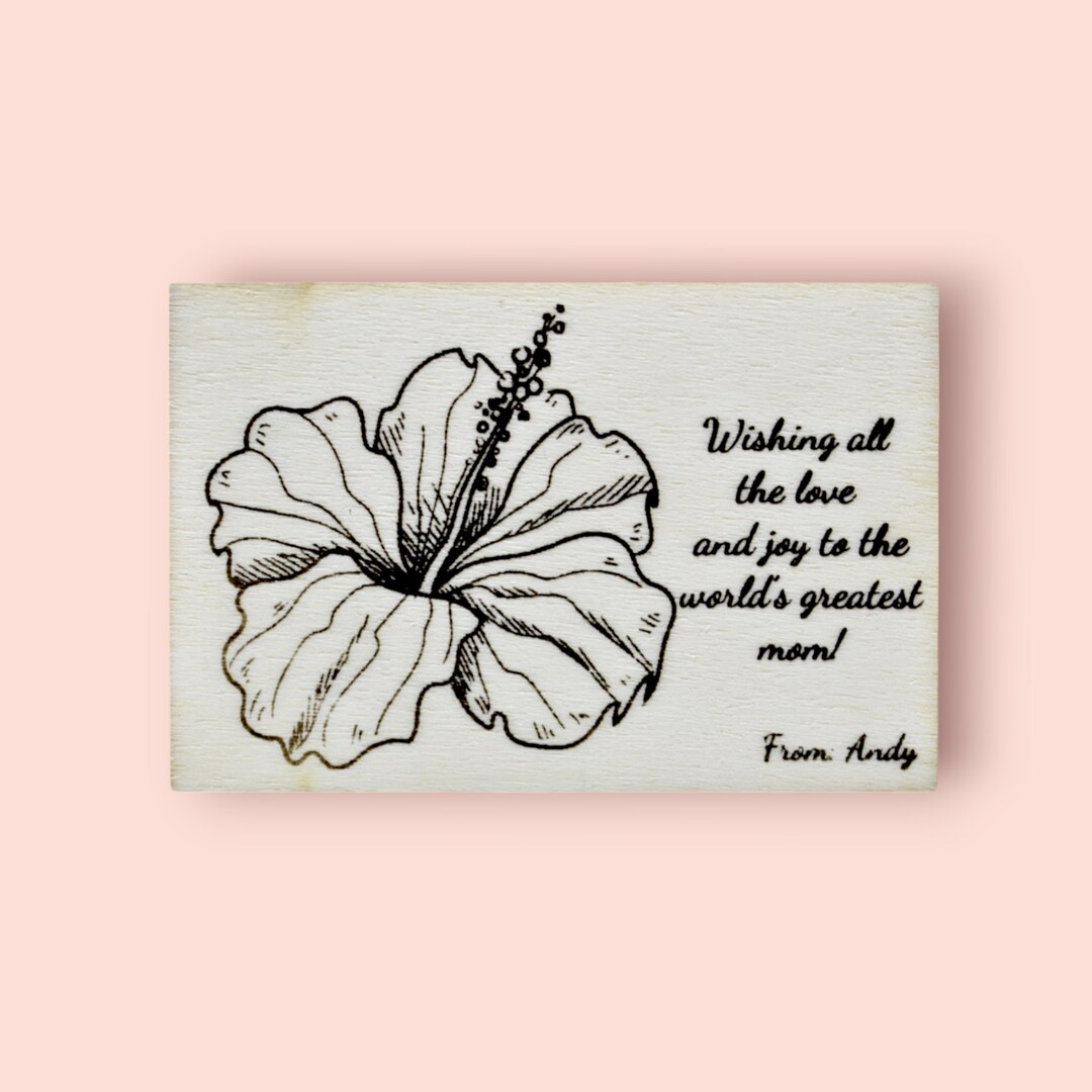 Hibiscus Flowers Art on Wood Frame Fridge Magnet Decoration | Black and ...