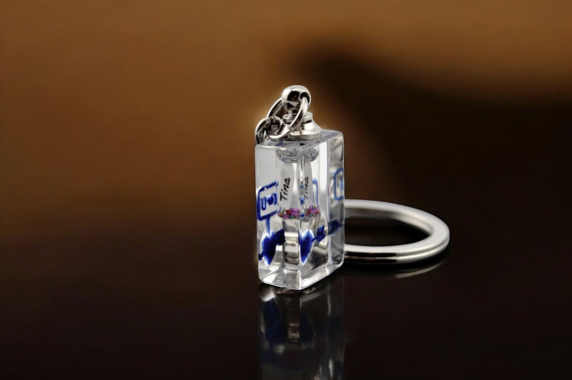 Custom Name on Rice Glass Vial Keychain or Phone Strap | Personalized Name on Grain Key Chain ...