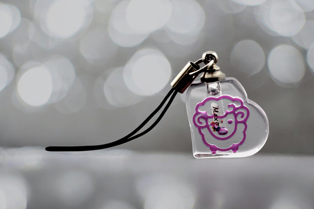 Custom Name on Rice Charm Keychain or Phone Strap | Personalized Name on Grain of Rice in Glass ...