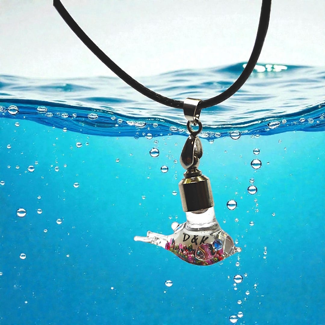 Personalized Rice Name Dolphin Necklace | Unique Glass Vial Charm - Etsy