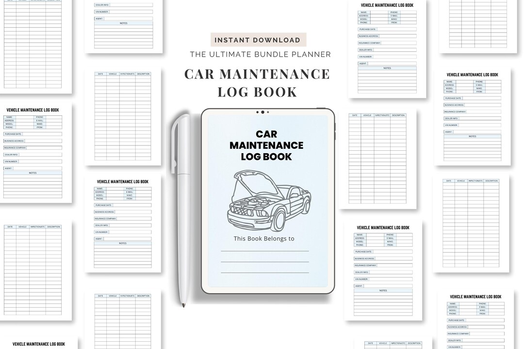 Car Maintenance Logbook, Vehicle Service Record Book, Auto Log Book ...