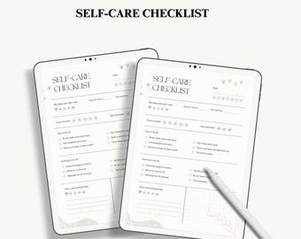 Self-care Digital Planner Printable Self-care Checklist & Wellness ...