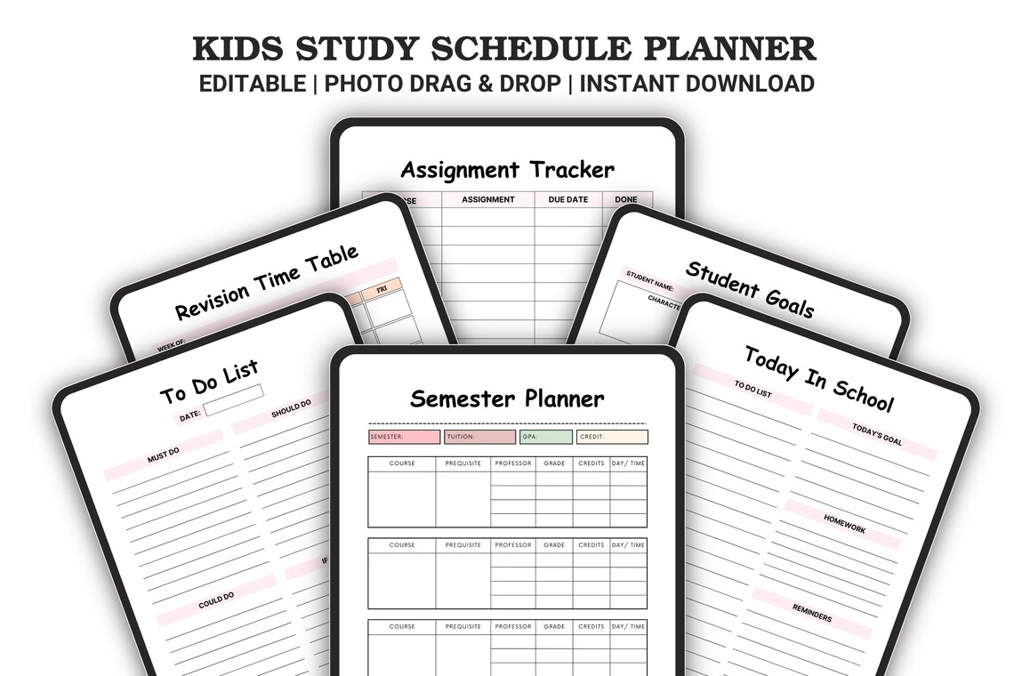Kids Study Schedule Planner, Academic Planner, Student Planner, Back to ...