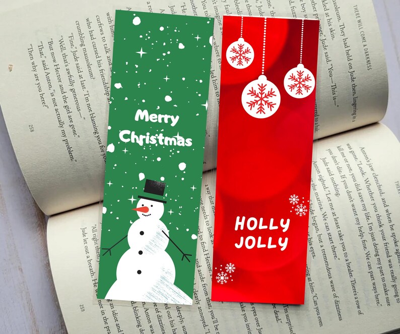 Christmas Bookmarks Set of 2, Digital Printable Christmas Bookmarks ...