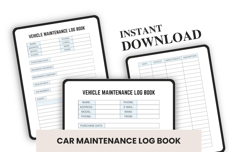 Car Maintenance Logbook, Vehicle Service Record Book, Auto Log Book ...