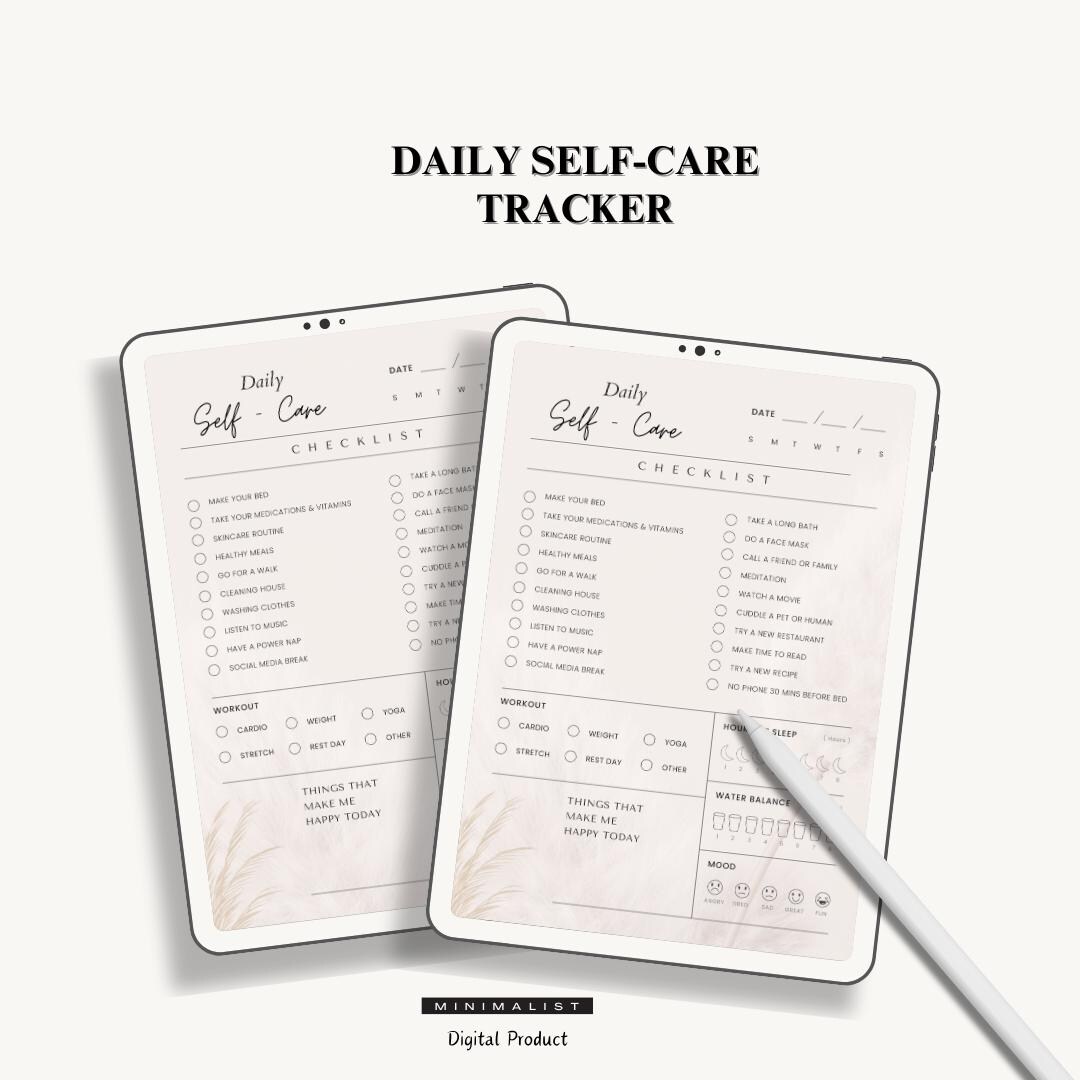 Daily Self-care Checklist, Printable and Digital Planner, Daily ...
