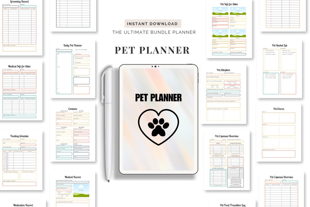 Pet Planner, Pet Planner Organizer, Dog Cat Journal, Daily Tracker, Pet ...