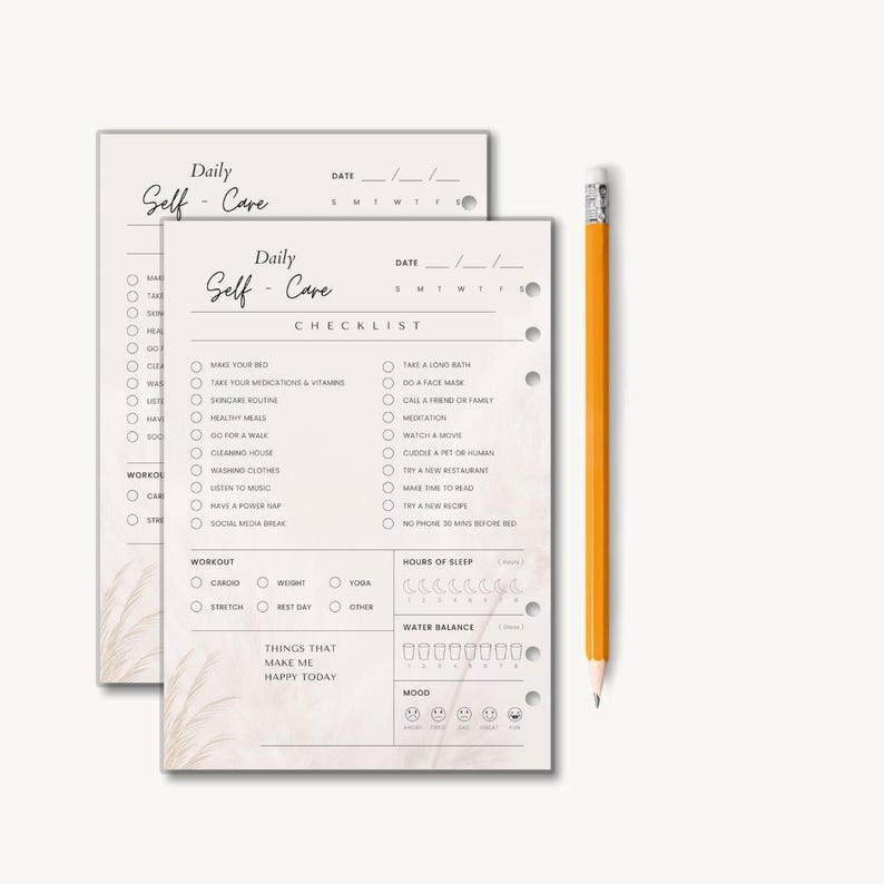 Daily Self-care Checklist, Printable and Digital Planner, Daily ...