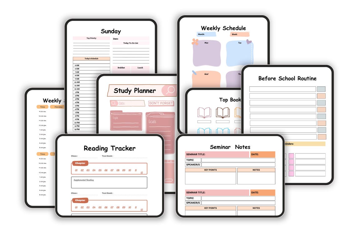 Kids Study Schedule Planner, Academic Planner, Student Planner, Back to ...