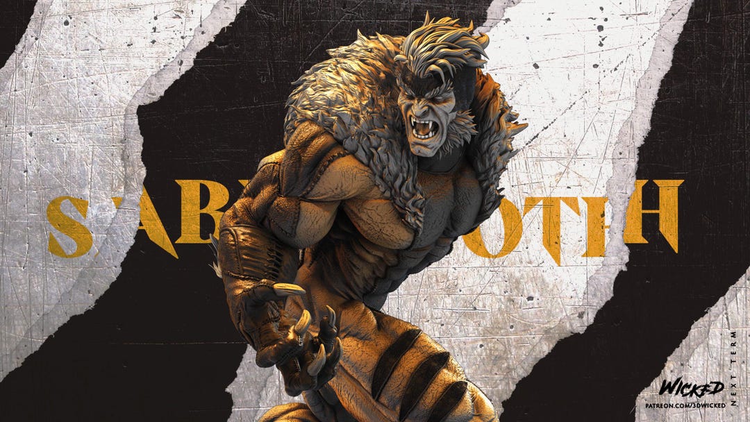Sabertooth X-men Wolverine Statue Wicked3d żywiczna Figurka 3dprint ...