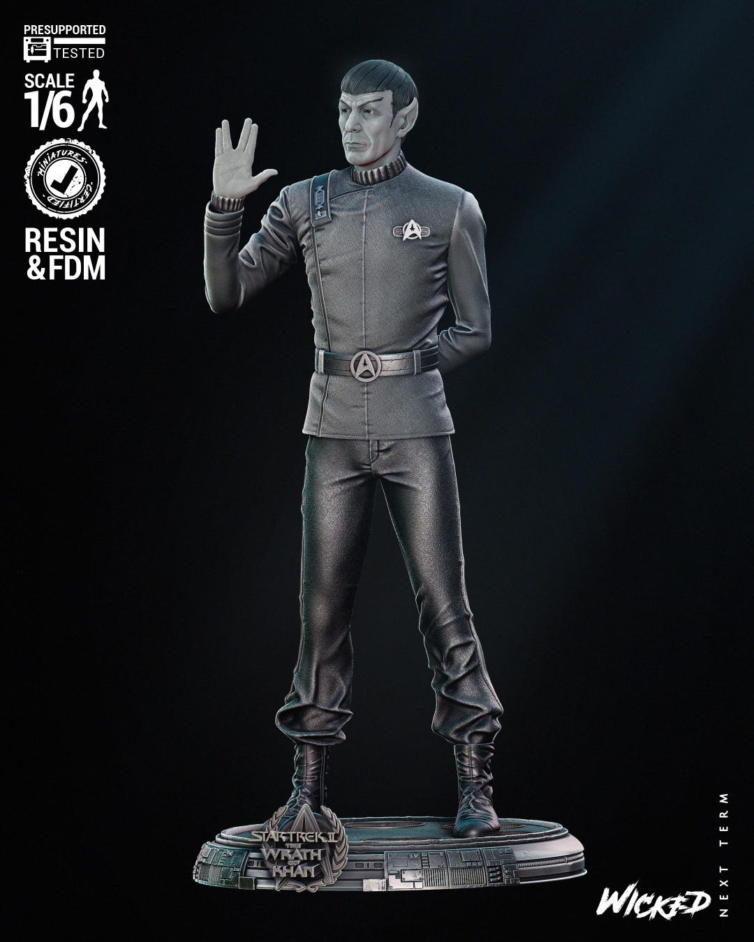 Star Trek Spock Statue Wicked3d Resin 3dprint Figure - Etsy