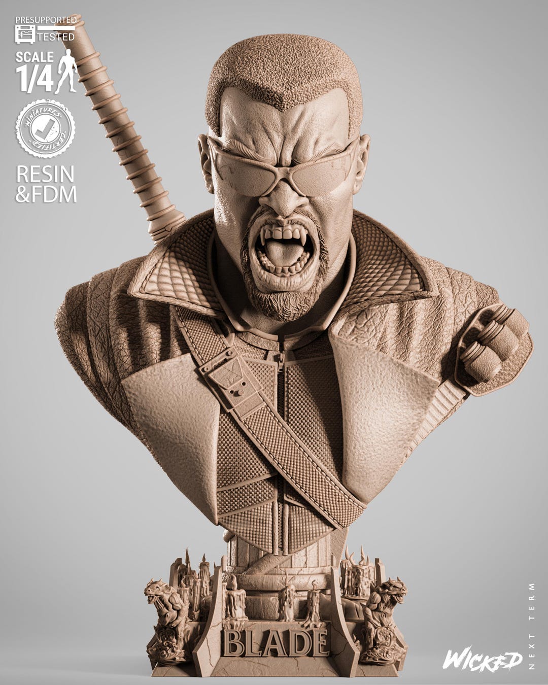 Blade Bust Wicked3d Resin 3dprint Figure, Marvel Miniature Unpainted - Etsy