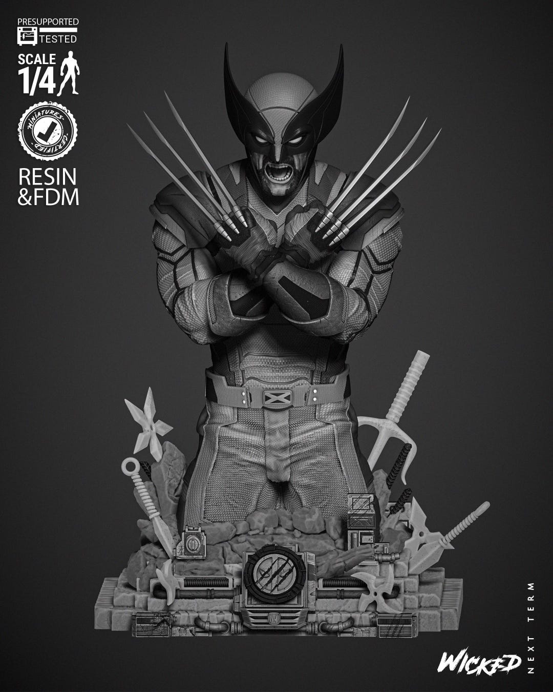Wolverine Deadpool 3 Bust Wicked3d Resin 3dprint Marvel Figure ...
