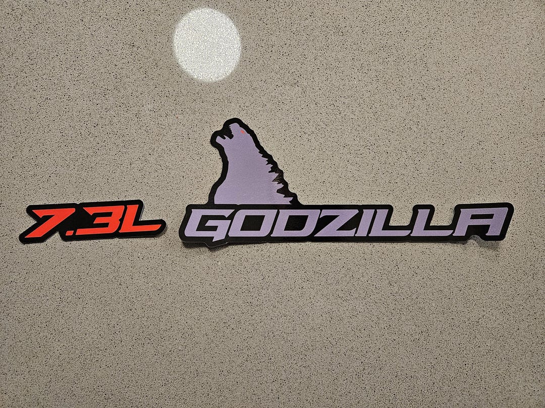 Godzilla 7.3L Sticker, Red & Grey Sticker Laminated Outdoor Use Water ...