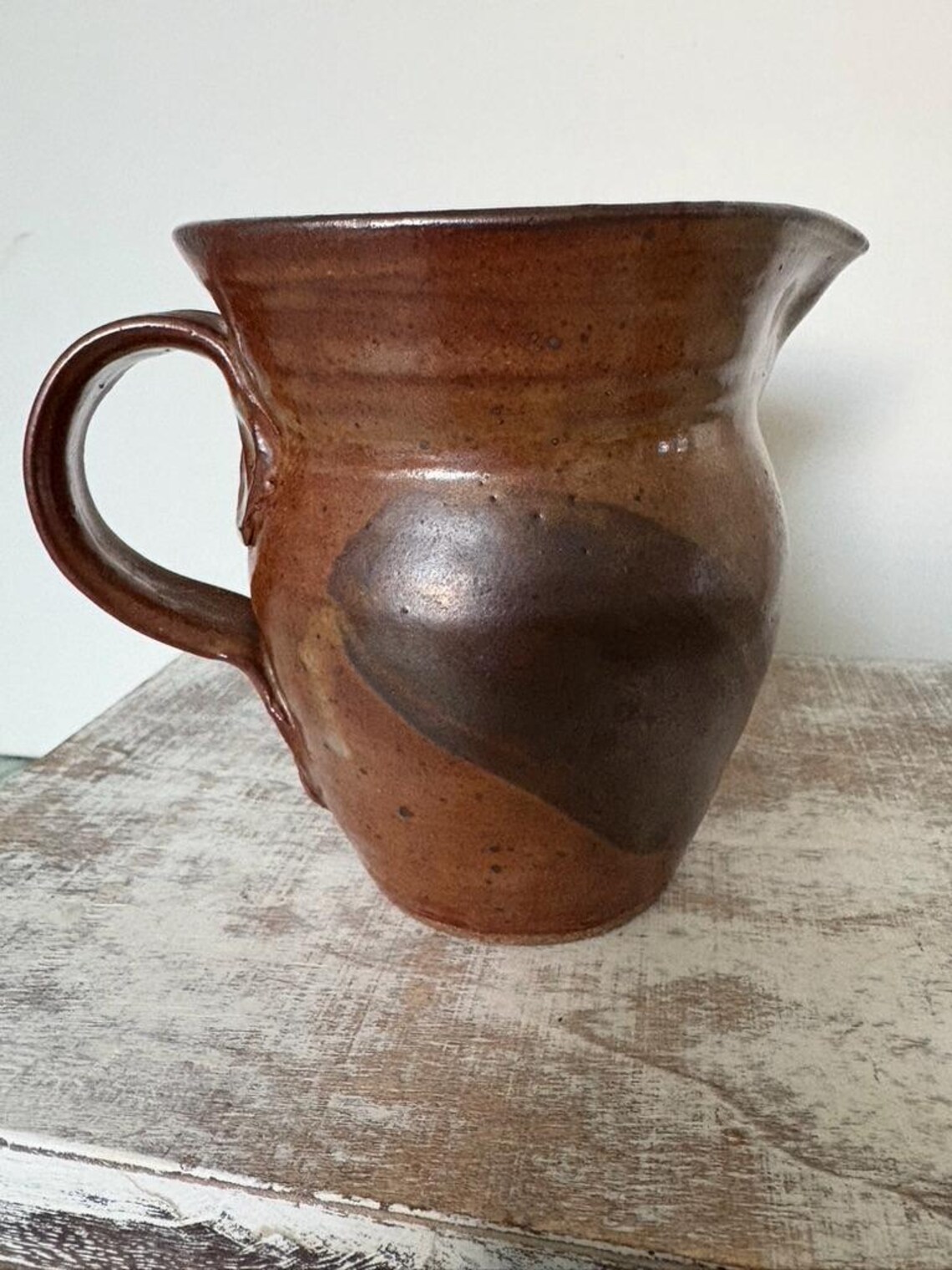 Shino Glazed Pitcher With Shell Imprint Handle - Etsy