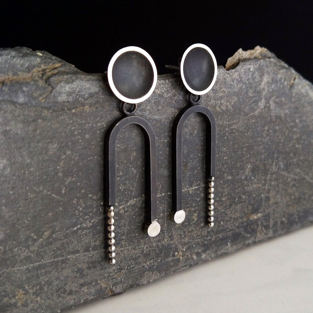 Modern Art Deco Drop Earrings, Minimalist, Statement, Arched Earrings ...