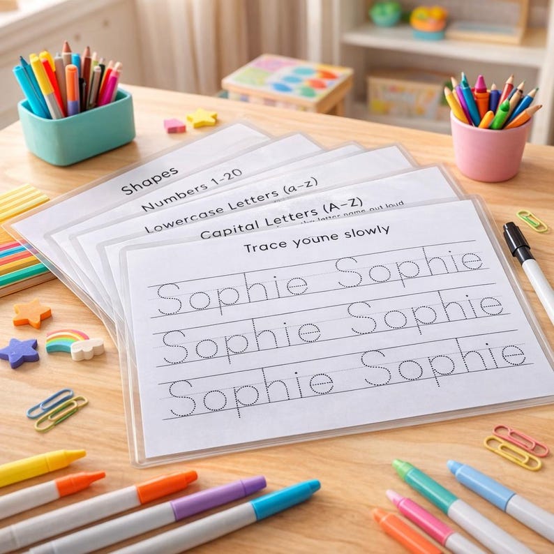 Personalized Name Tracing Mats | Alphabet, Numbers & Shapes | Reusable ...