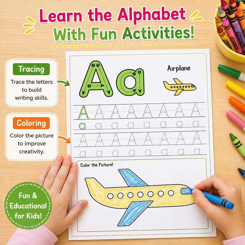 Kindergarten ABC & 123 Tracing Worksheets | Letter and Number Writing ...