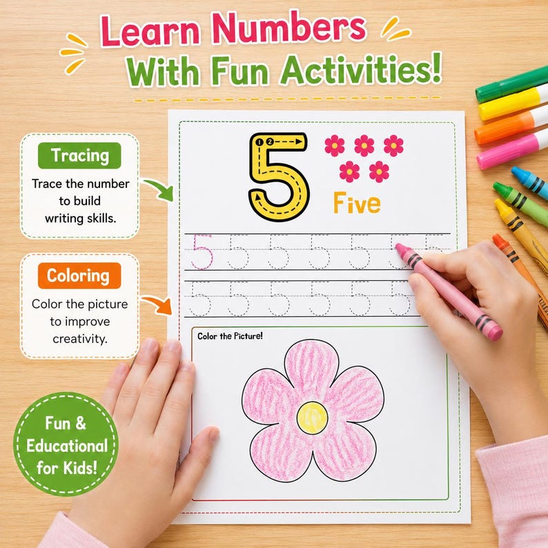 Kindergarten ABC & 123 Tracing Worksheets | Letter and Number Writing ...