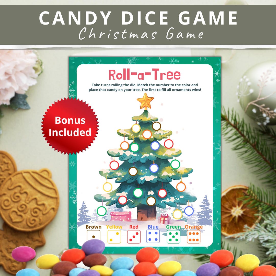 Roll a Tree Christmas Game | Candy Dice, Family Fun (letter PDF) - Etsy