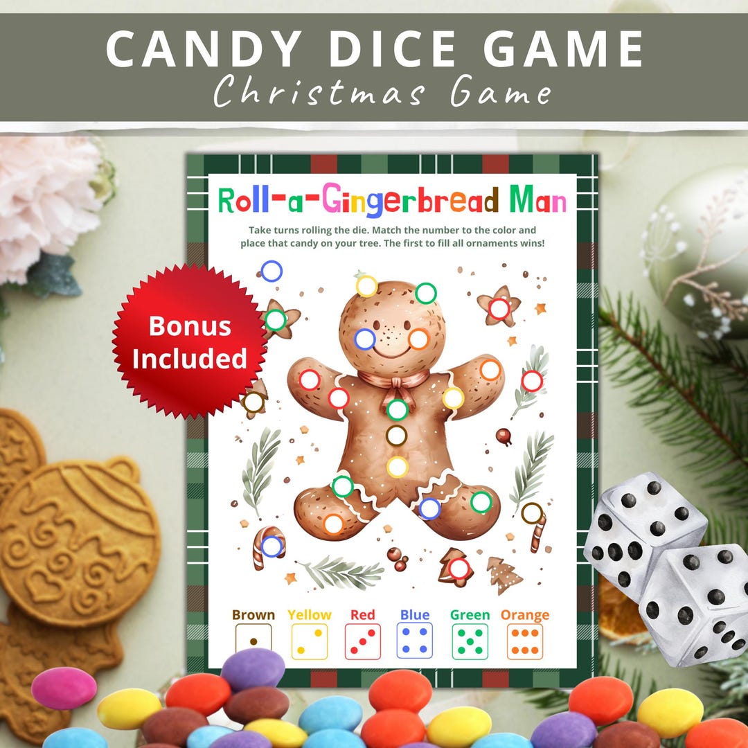 Roll A Gingerbread Dice Game Printable PDF Digital Download, Christmas ...