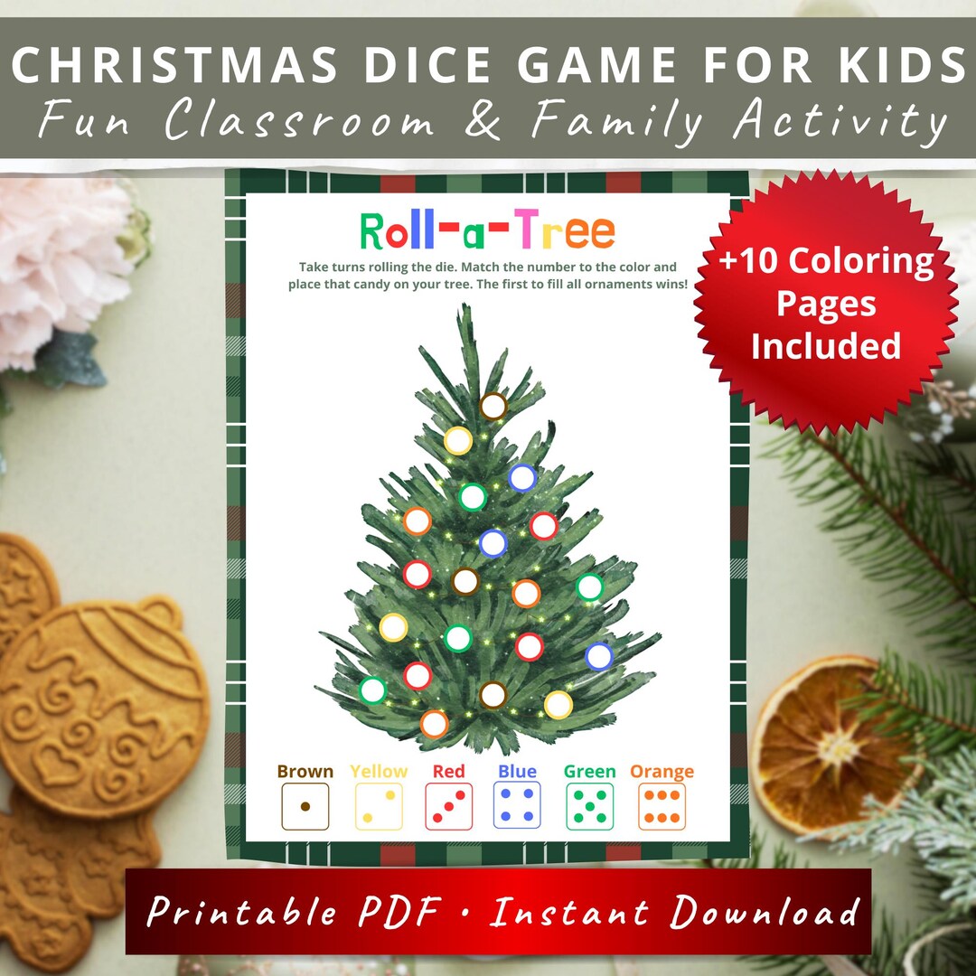 Roll a Tree Christmas Game | Candy Dice Game (letter PDF) - Etsy