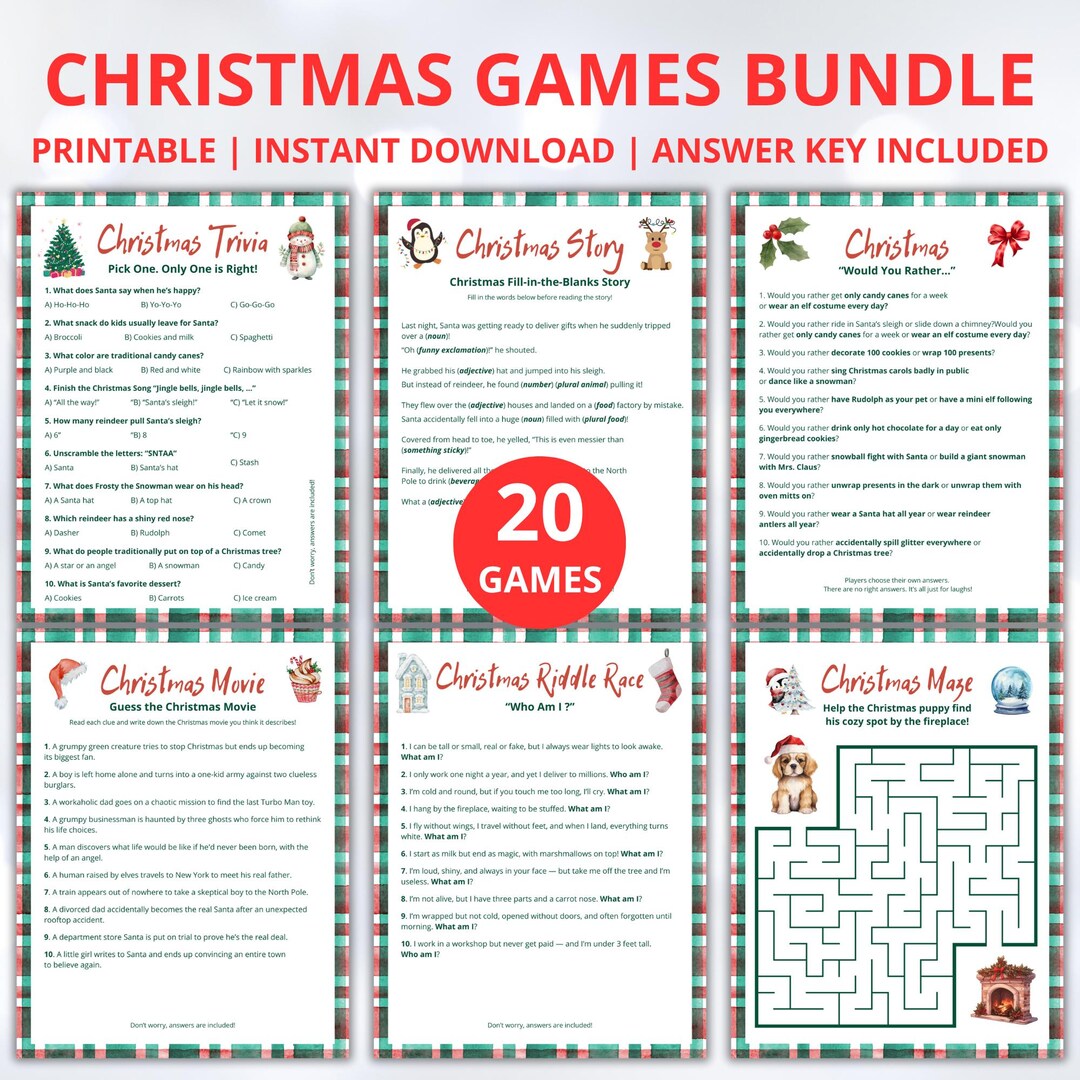 Christmas Games Bundle | Printable Holiday Party Pack (instant Download ...