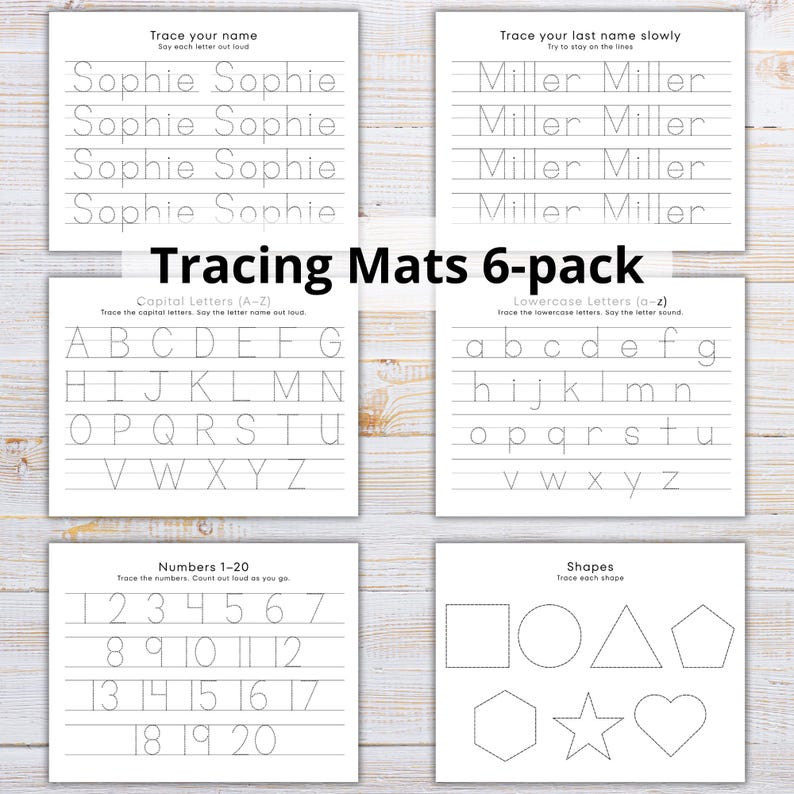 Personalized Name Tracing Mats | Alphabet, Numbers & Shapes | Reusable ...
