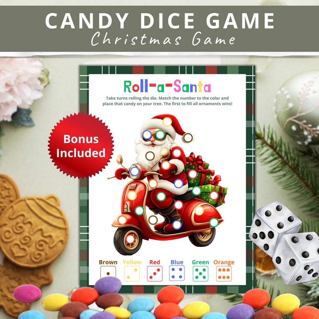 Roll a Santa Christmas Candy Dice Game (PDF File) - Etsy