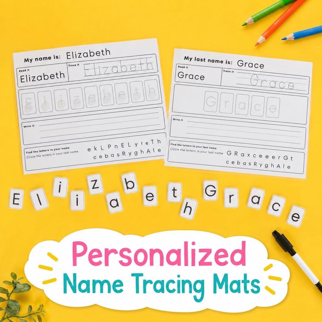 Personalized Name Tracing Mats, Custom Name Practice, Learn to Write ...