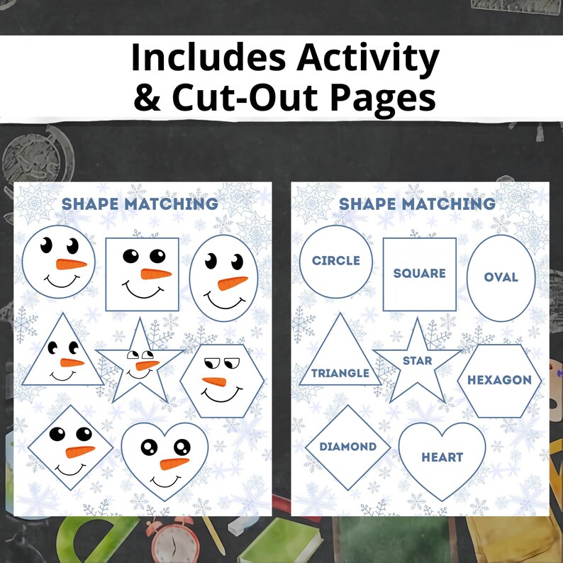 Snowman Shape Match Activity | 8 Shapes | Activity + Cut-out Sheets ...