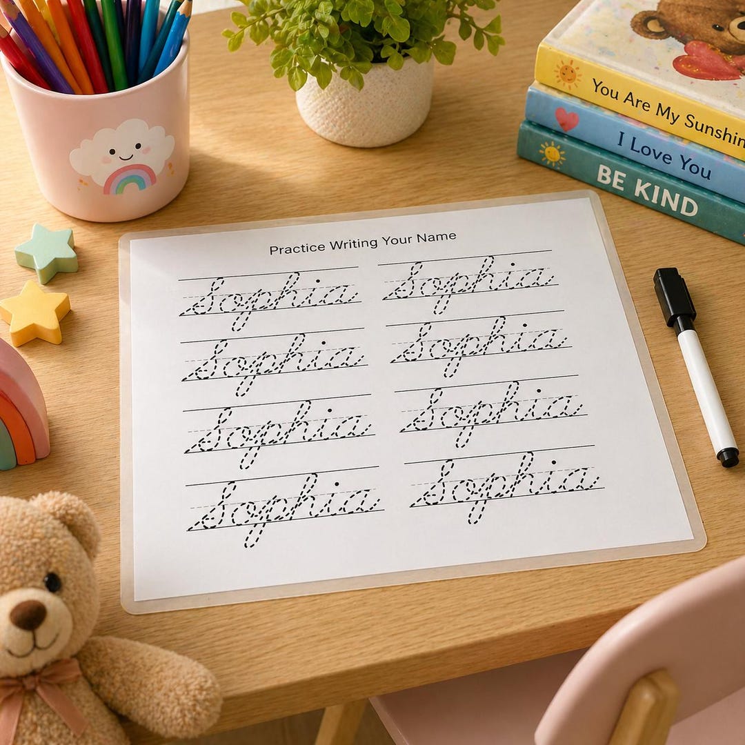 Personalized Cursive Name Tracing Mats | Alphabet, Numbers & Writing ...
