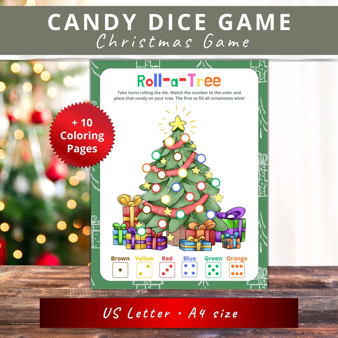 Roll a Tree Christmas Game Printable | Candy Dice Game for Kids ...