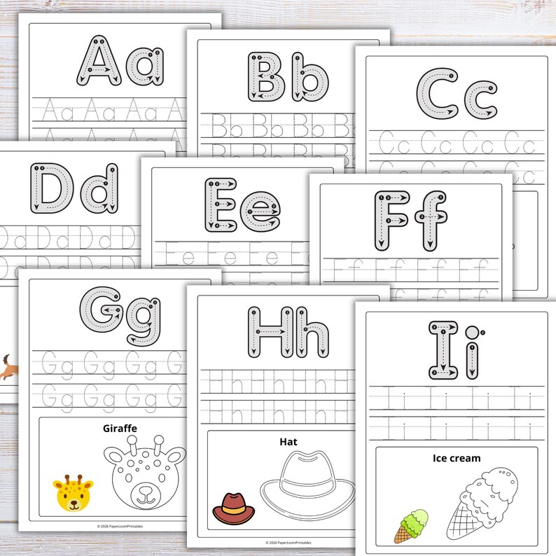 Alphabet Tracing Worksheets A–Z – Preschool Handwriting Practice (PDF ...