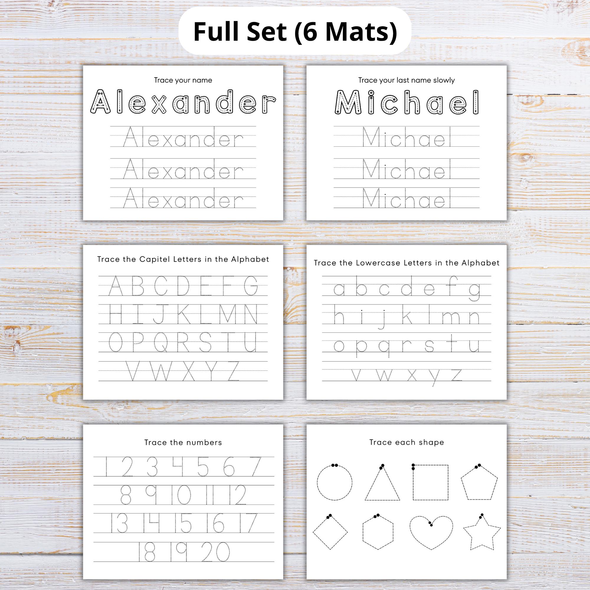 Personalized Name Tracing Mats | Alphabet, Numbers & Shapes | Reusable ...
