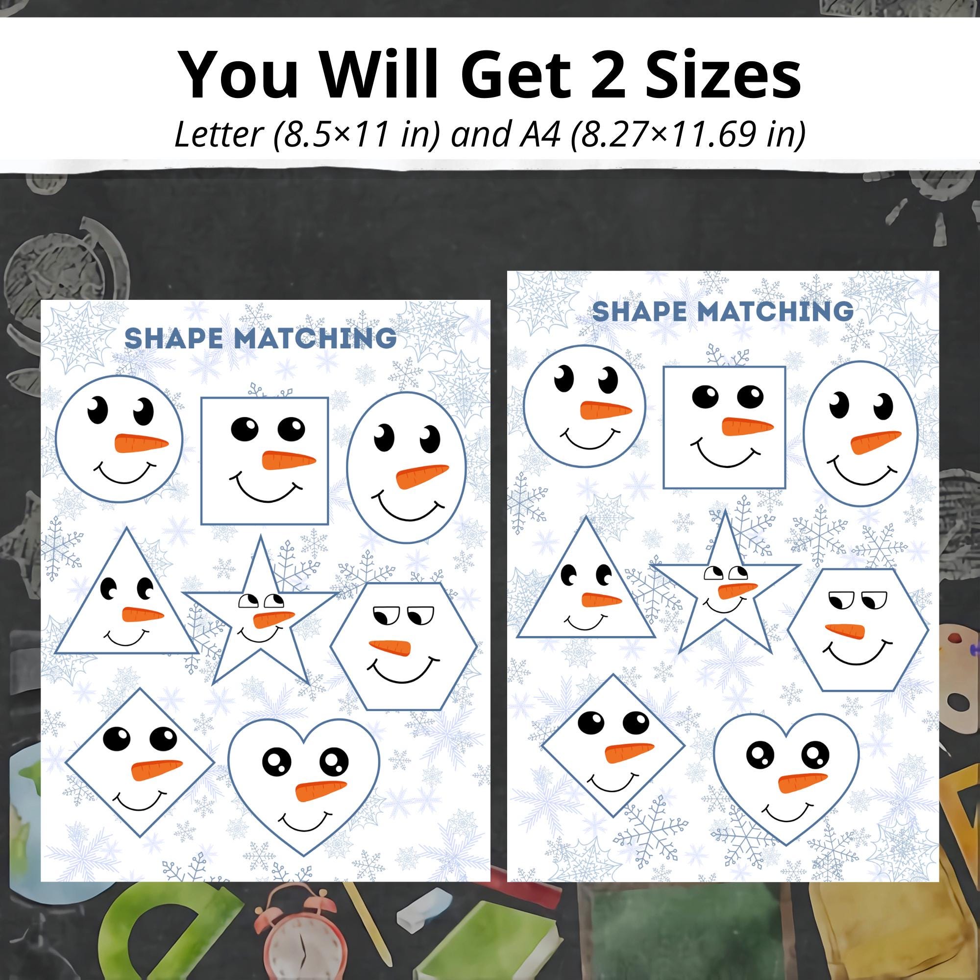 Snowman Shape Match Activity | 8 Shapes | Activity + Cut-out Sheets ...