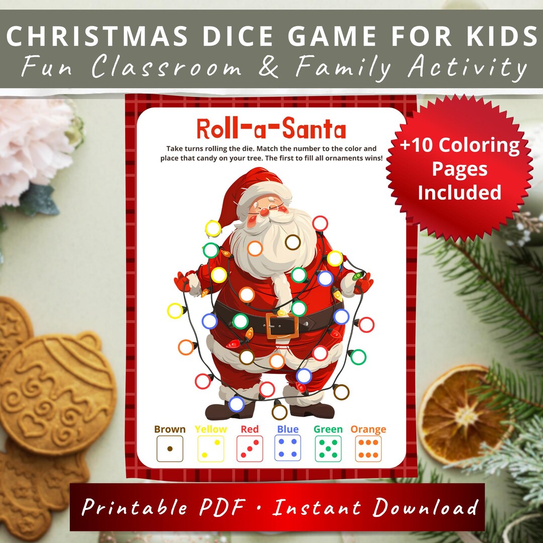 Roll a Santa Christmas Game | Candy Dice, Kids & Family (PDF File) - Etsy