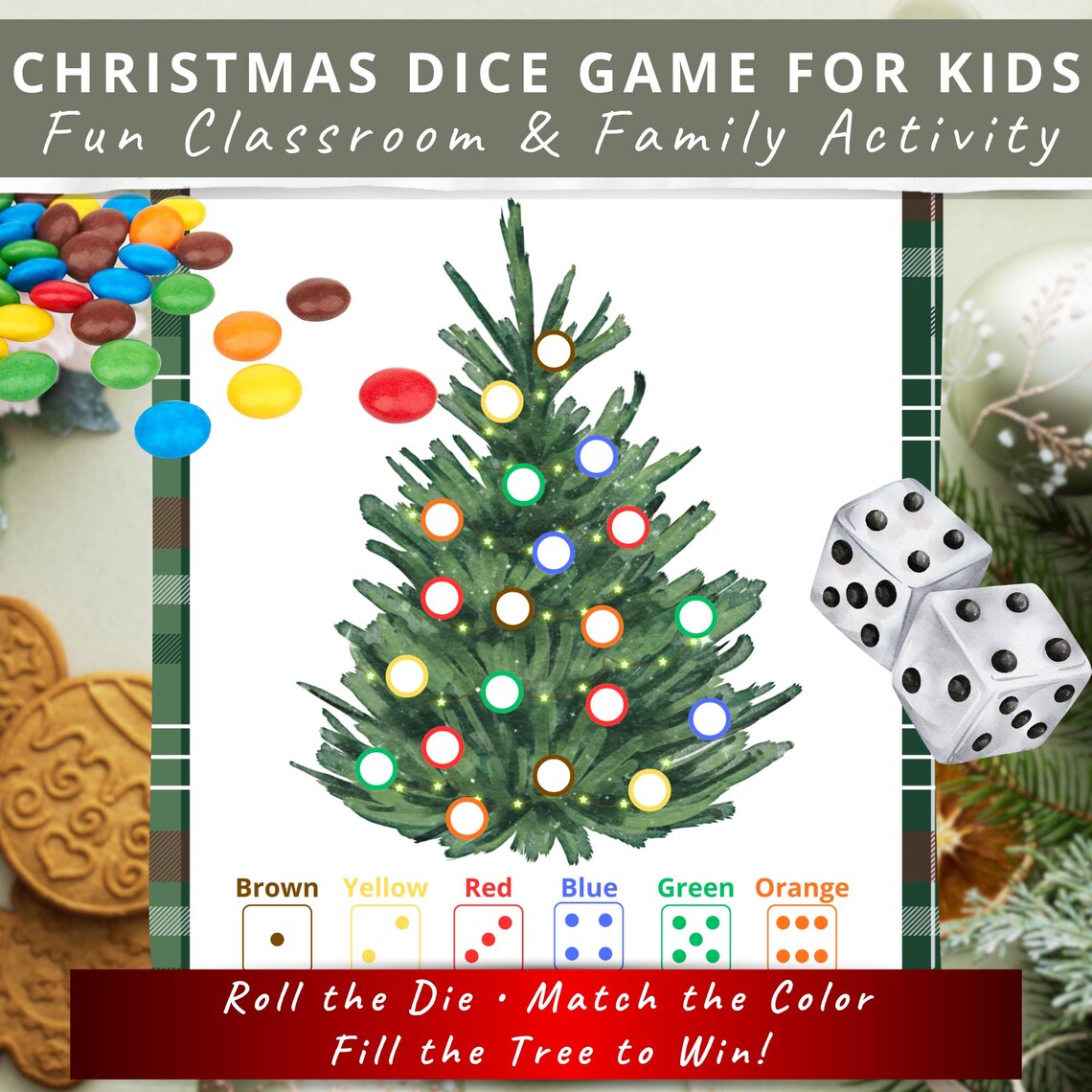 Roll a Tree Christmas Game | Candy Dice Game (letter PDF) - Etsy
