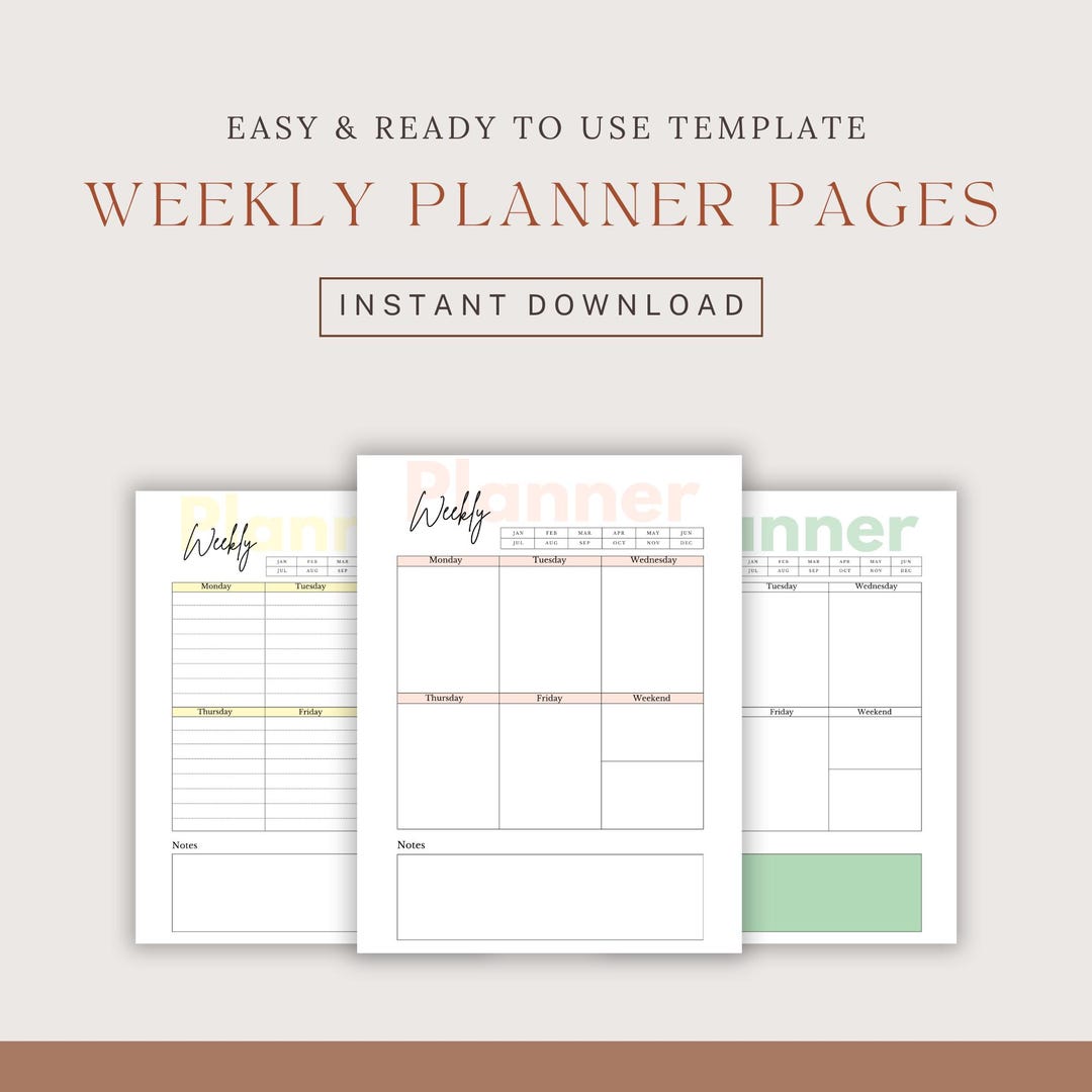 Weekly Planner Printable Weekly Schedule Weekly Planner to Do List ...