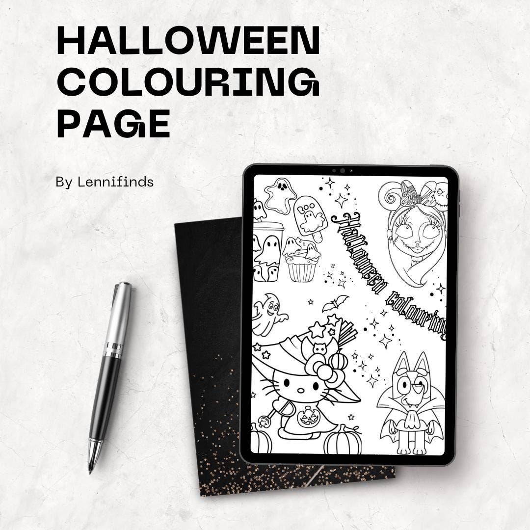 Spooky Halloween Coloring Page Collection - Printable Digital Sheet ...