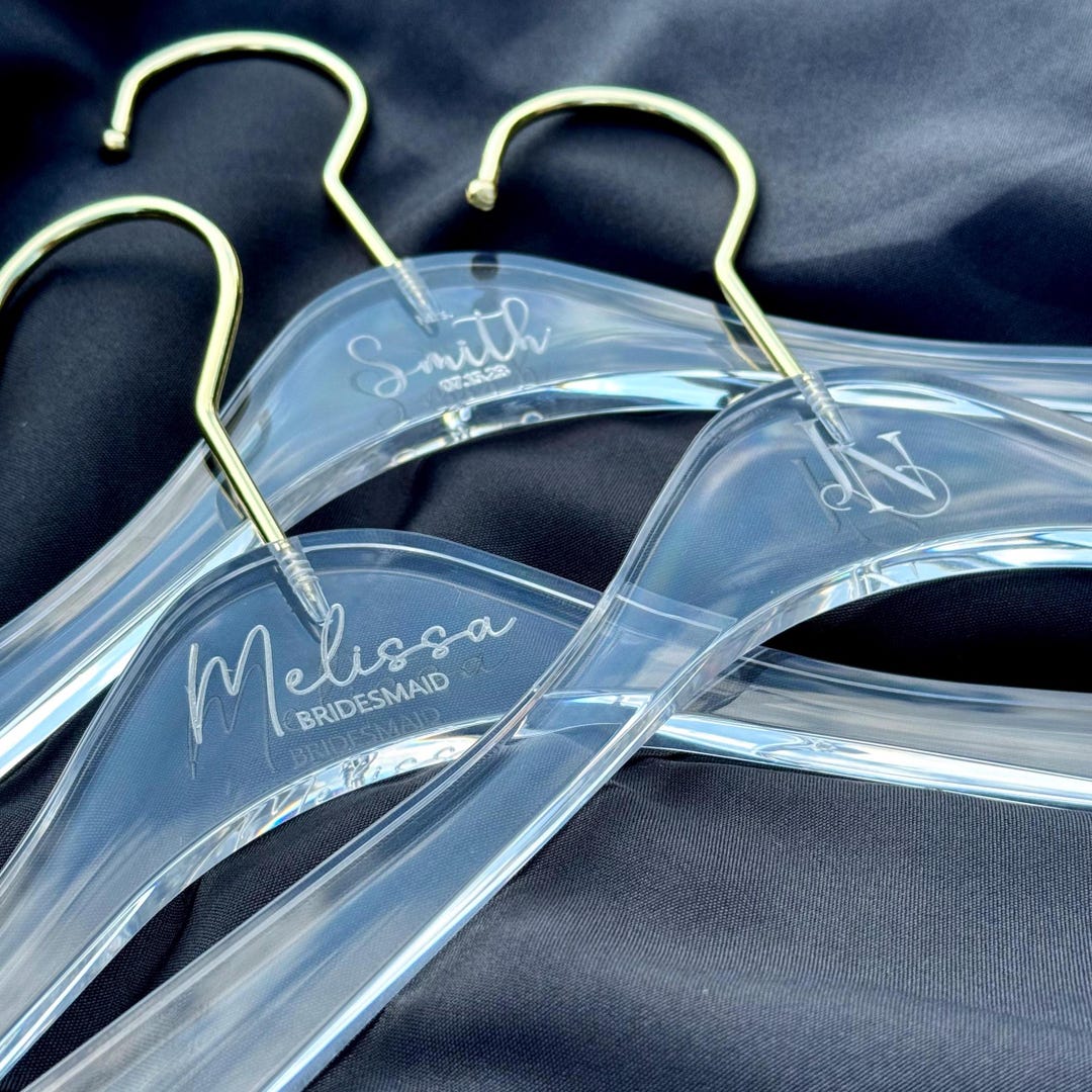 Bridesmaid Hangers Personalized Acrylic Wedding Hangers Custom Engraved ...