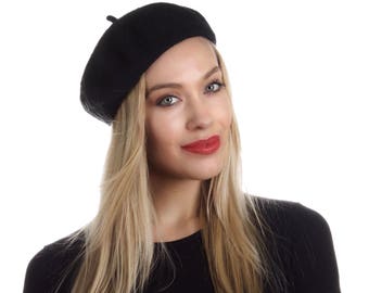 Mini Beret Hat Small Wool Beret Hat Mini French Beret Tiny Beret Black ...