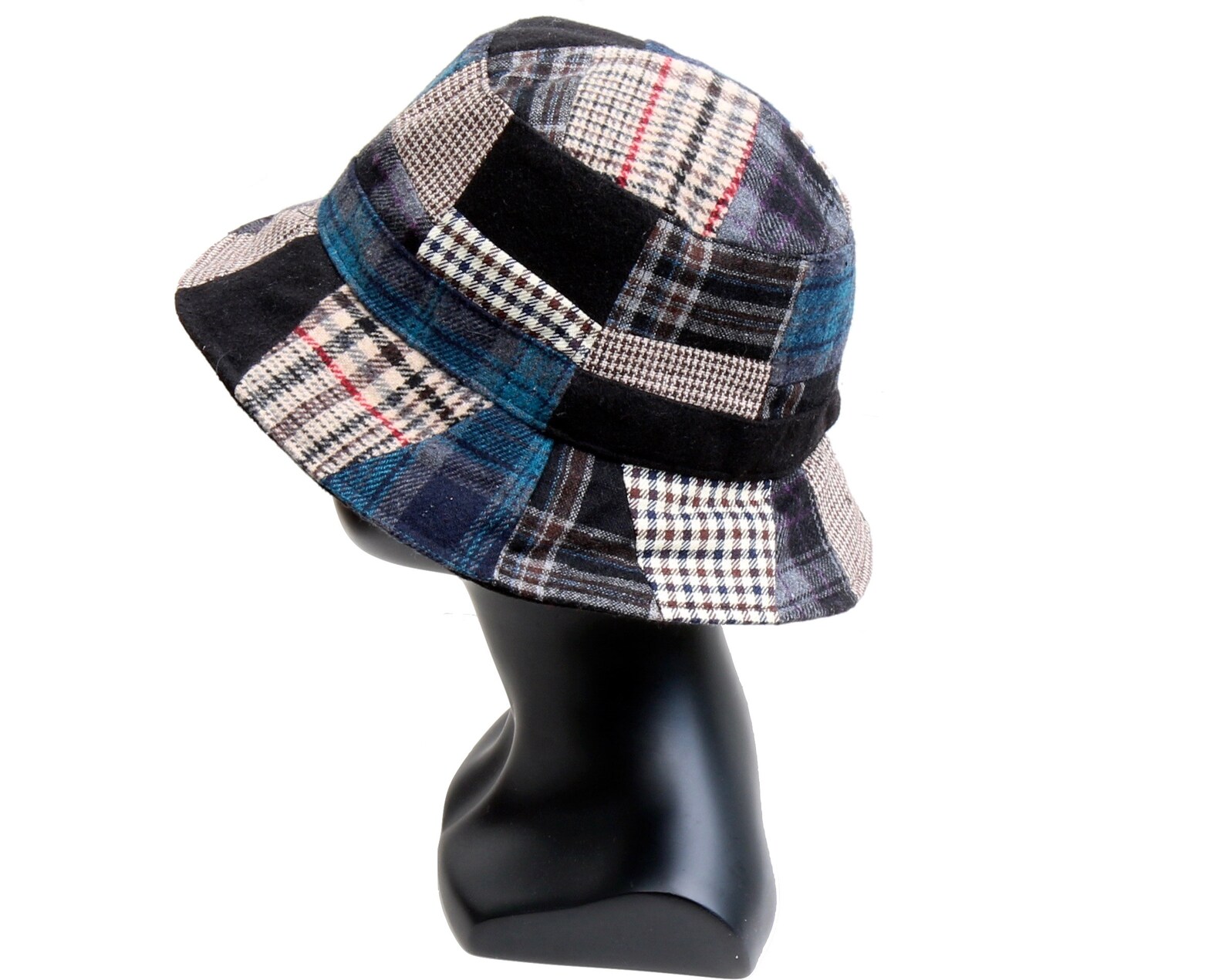 Plaid Bucket Hat Patchwork Hat Wool Tweed Men's Hat - Etsy