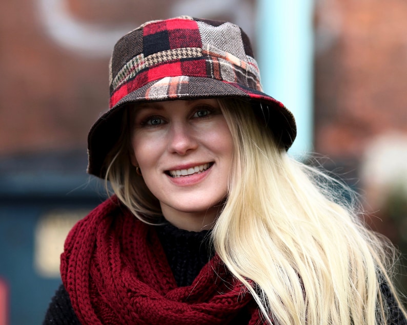 Bucket Hat Red Hat Red Plaid Hat Women's Hat Fall Fashion - Etsy