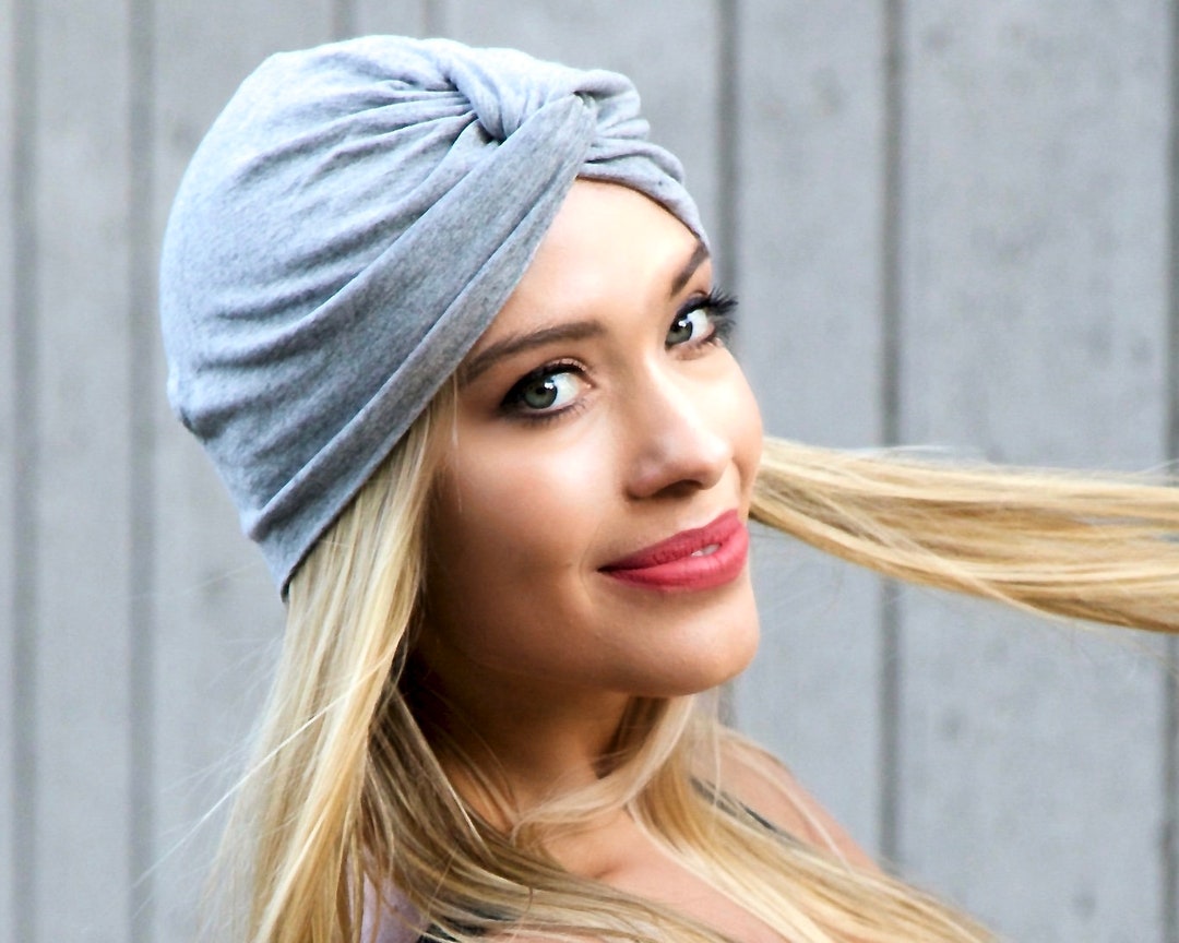 Turban Hat, Gray Turban, Spring Fashion, Soft Head Covering, Hair Scarf ...