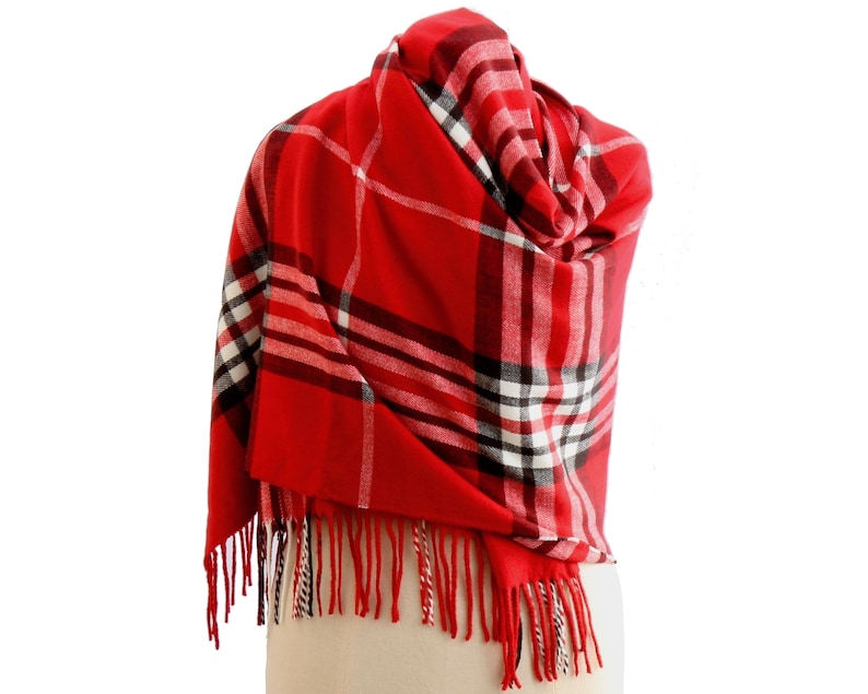 Red Plaid Scarf Christmas Gift Holiday Scarf Red Scarf - Etsy