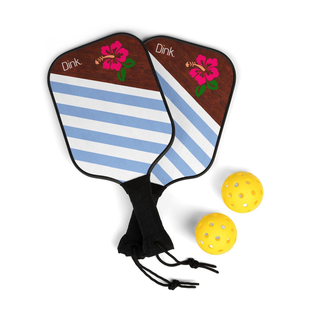 DINK. Wooden and Striped Pickleball Kit, Pickleball Paddle Set, Preppy ...